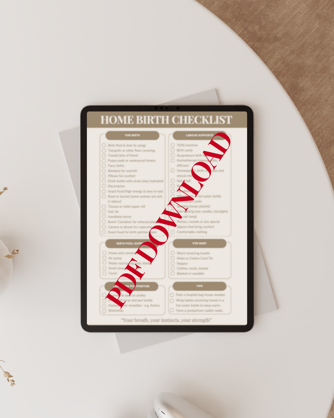 Home Birth Checklist - Downloadable PDF – Cosy Mama